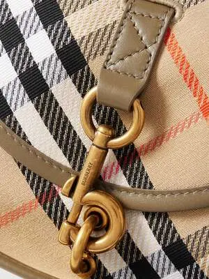 Burberry Leather-trimmed Checked Canvas-jacquard Shoulder Bag