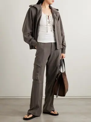 Burberry Lace-up Embroidered Ribbed Tank - Neutrals