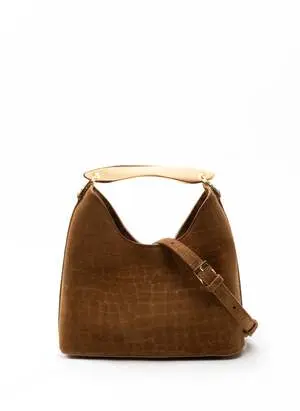 ELLEME Small Boomerang Croco Suede - Cognac