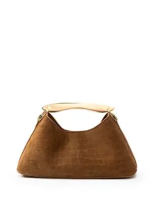 ELLEME Mini Boomerang Croco Suede Bag - Cognac