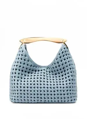 ELLEME Boomerang Large Woven Leather Handbag - Arctic Blue