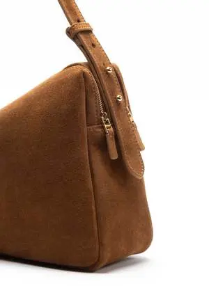 ELLEME Trousse Large Suede Shoulder Bag - Cognac