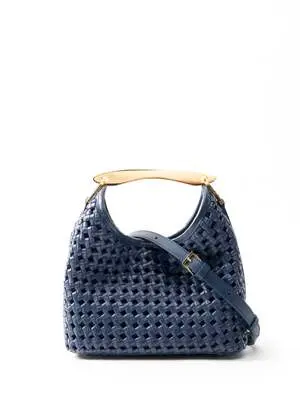 ELLEME Small Boomerang Woven Leather Bag - Navy