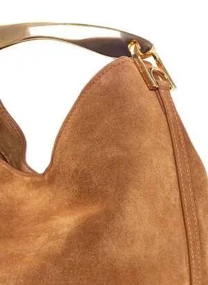 ELLEME Boomerang Large Suede Shoulder Bag - Cognac