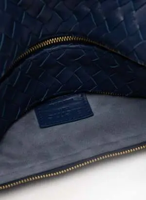 ELLEME Trousse Woven Leather Bag - Navy