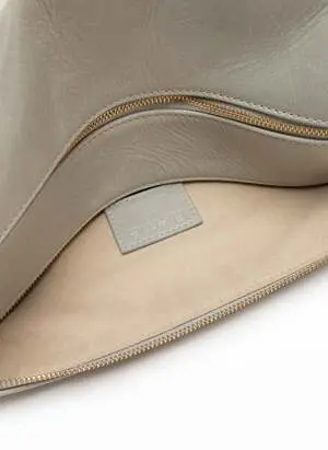 ELLEME Trousse Vintage Leather Bag - Cemento