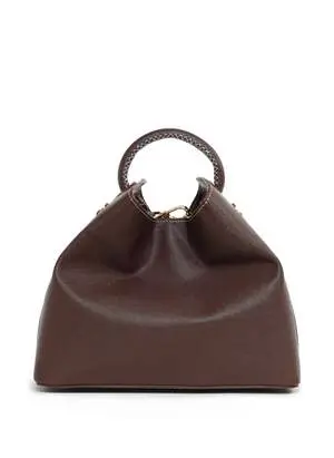 ELLEME Raisin Handbag In Caviar Leather With White Stitching - Brown