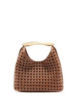 ELLEME Small Boomerang Woven Leather Top Handle Bag - Cognac