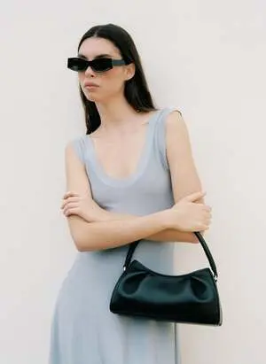 ELLEME Dimple Leather Top Handle Bag - Black