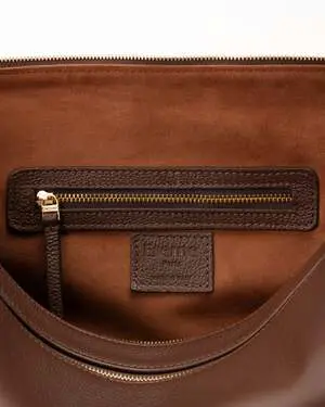 ELLEME Trousse Large Pebbled Leather Pouch - Dark Brown