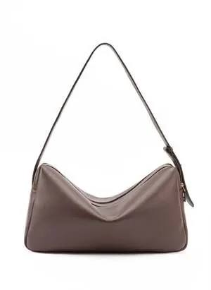 ELLEME Trousse Large Pebbled Leather Pouch - Dark Brown
