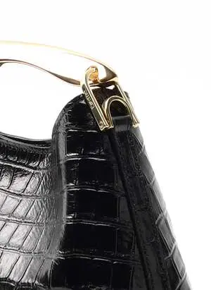 ELLEME Mini Boomerang Croco Embossed Leather - Black