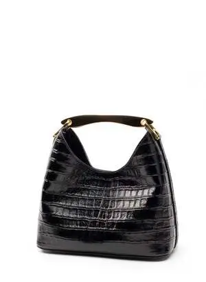 ELLEME Small Boomerang Croco Embossed Leather - Black
