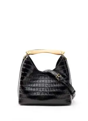 ELLEME Small Boomerang Croco Embossed Leather - Black