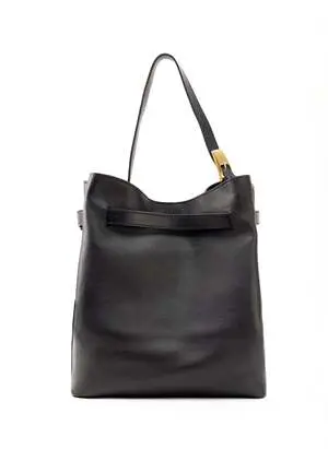 ELLEME Tote Bag Pebbled Leather With Gold-plated Hardware - Black