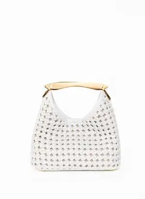 ELLEME Boomerang Small Woven Leather Bag - White