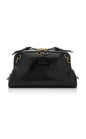 Miu Miu Leather Clutch With Shoulder Strap