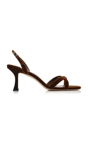 JIMMY CHOO Elsy Velvet Sandals - Brown