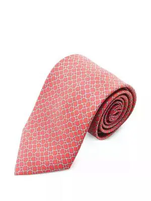 Hermès 2010s Patterned Silk Tie - Red
