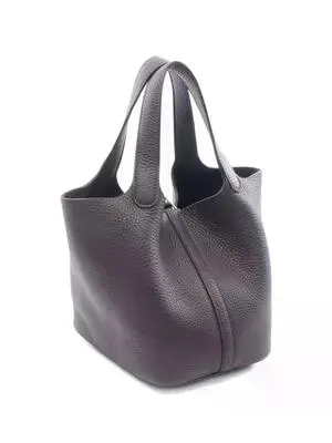 Hermès Pm Picotin Lock Leather Handbag - Grey