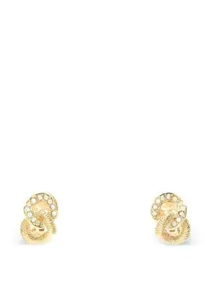 Dior Rhinestone Clip-on Earrings - Gold
