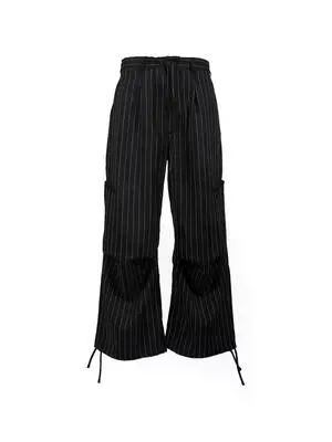 Y3 Pinstripe Pattern Drawstring Trousers