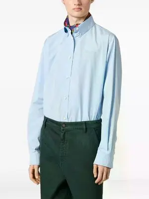 Miu Miu Embroidered Poplin Button-down Shirt - Blue