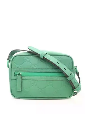 Gucci 2010s Rubber Effect Mini Embossed Shoulder Bag - Green