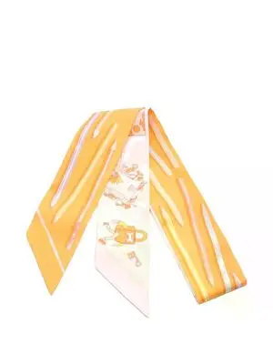 Hermès 10's A Vos Crayons Ribbon Silk Scarf - Orange