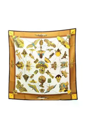 Hermès 2010s Patterned Silk Scarf - White