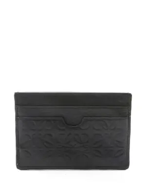 Loewe 2010s Anagram Leather Card Case - Black