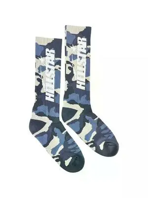 HELLSTAR Camouflage Pattern Socks With Logo Detail - Blue