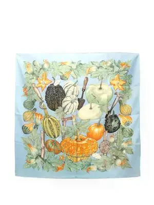 Hermès 2010s Printed Silk Scarf - Blue
