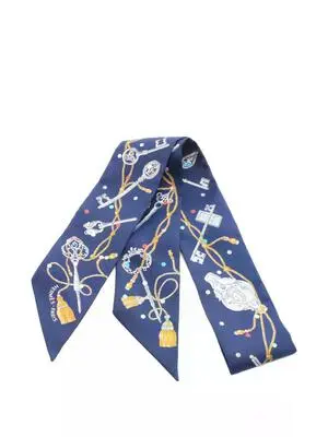 Hermès 2010s Les Cles A Pois Silk Scarf - Blue