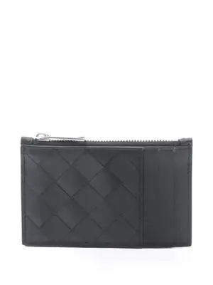 Bottega Veneta Intrecciato Zip Leather Card Case - Black