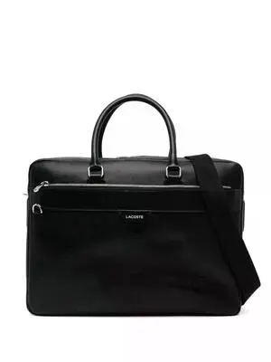 Lacoste Debossed Logo Top Handle Laptop Bag - Black