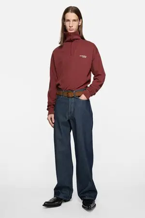 Acne Studios Zip-up Funnel Neck Sweatshirt - Maroon Red