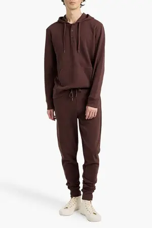 Onia Waffle-knit Cotton-blend Hoodie - Chocolate