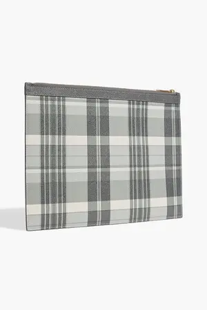 Thom Browne Checked Pebbled-leather Pouch