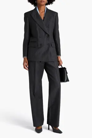 Sandro Double-breasted Pinstriped Wool Blazer