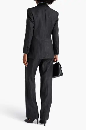 Sandro Double-breasted Pinstriped Wool Blazer