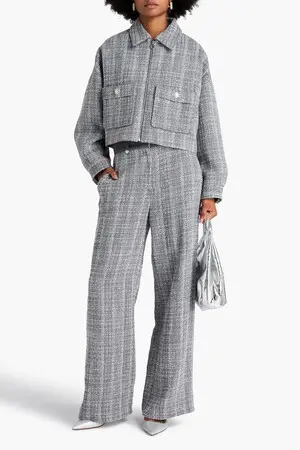 Maje Cropped Sequin-embellished Tweed Jacket