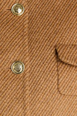 Sandro Striped Wool-blend Felt Cropped Jacket - Light Brown