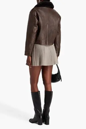 Sandro Shearling-trimmed Leather Jacket