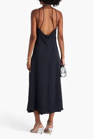 Sandro Ruched Satin-twill Maxi Dress