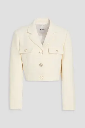Sandro Cropped Tweed Blazer - Ecru