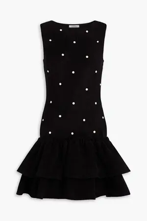 Sandro Ruffled Embellished Velvet Mini Dress