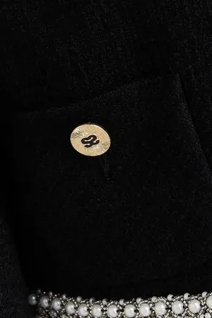 Sandro Cropped Embellished Tweed Jacket