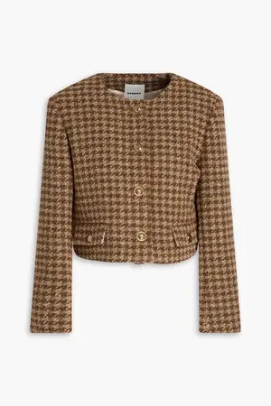 Sandro Cropped Houndstooth Bouclé-tweed Jacket