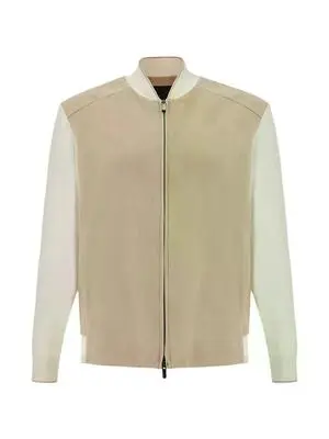 Paul & Shark Aqualeather-panel Bomber Jacket - Neutrals